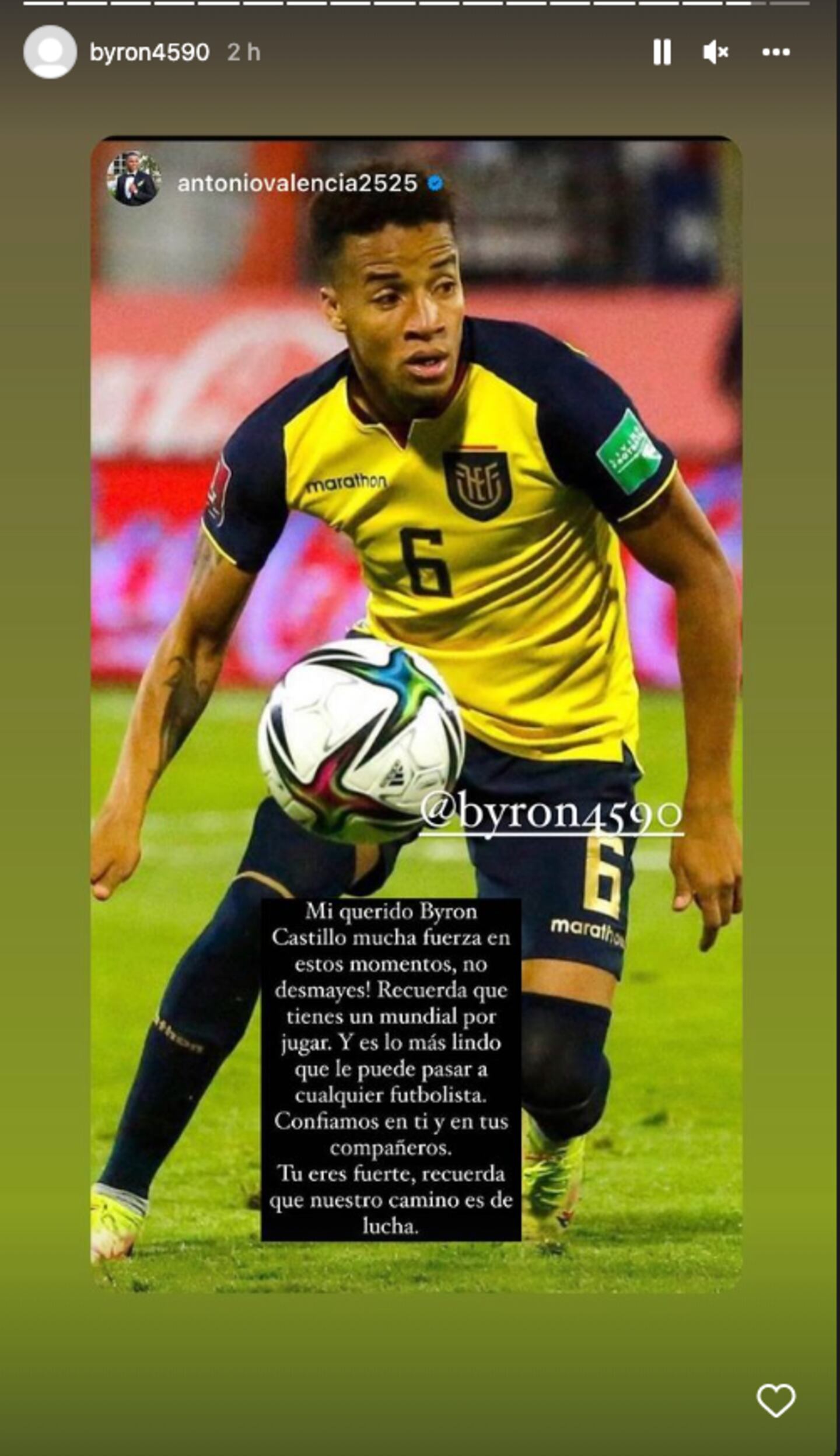 El mensaje de Antonio Valencia para Byron Castillo tras romper en ...