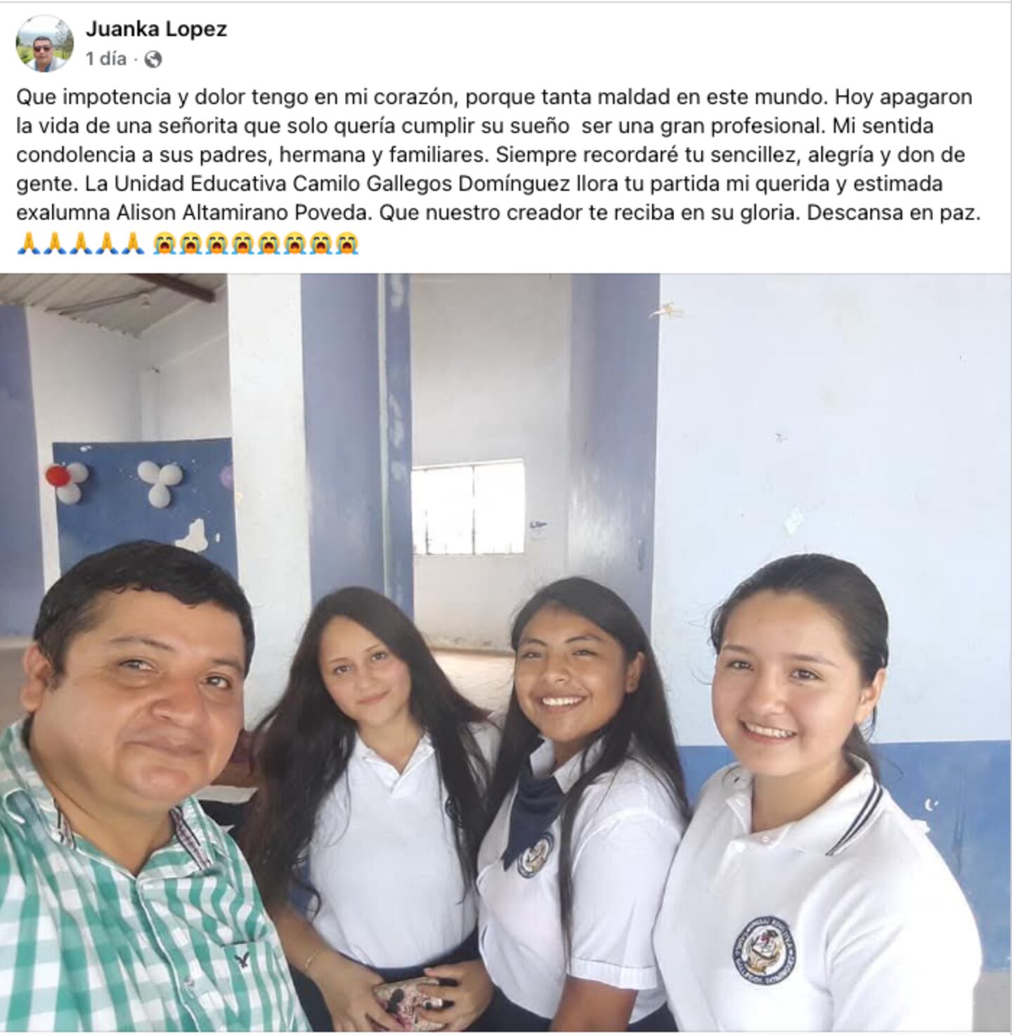 Femicidio de Alison Altamirano causa conmoción en Cevallos, Tungurahua ...