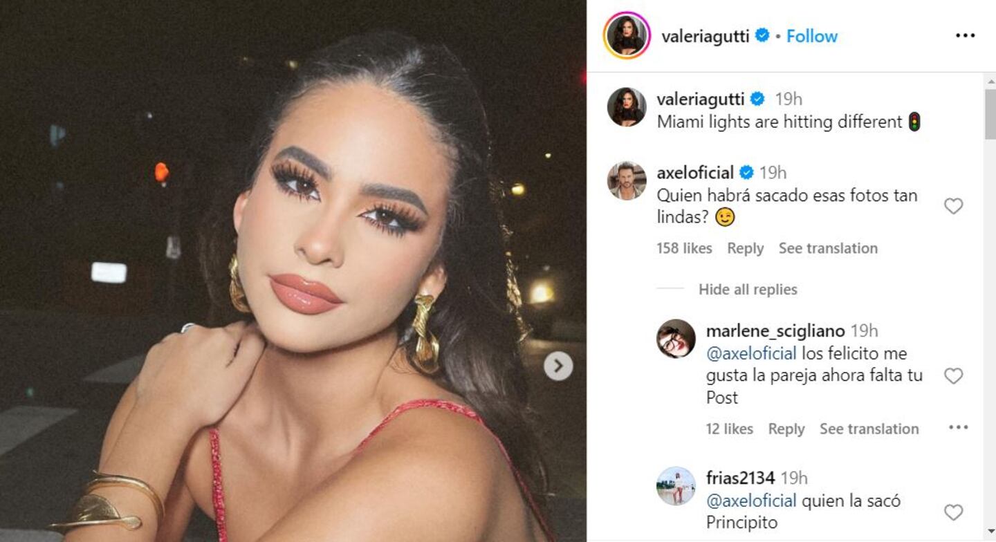 ¿Valeria Gutiérrez y Axel juntos en Miami? El artista confesó haber compartido tiempo a solas ...
