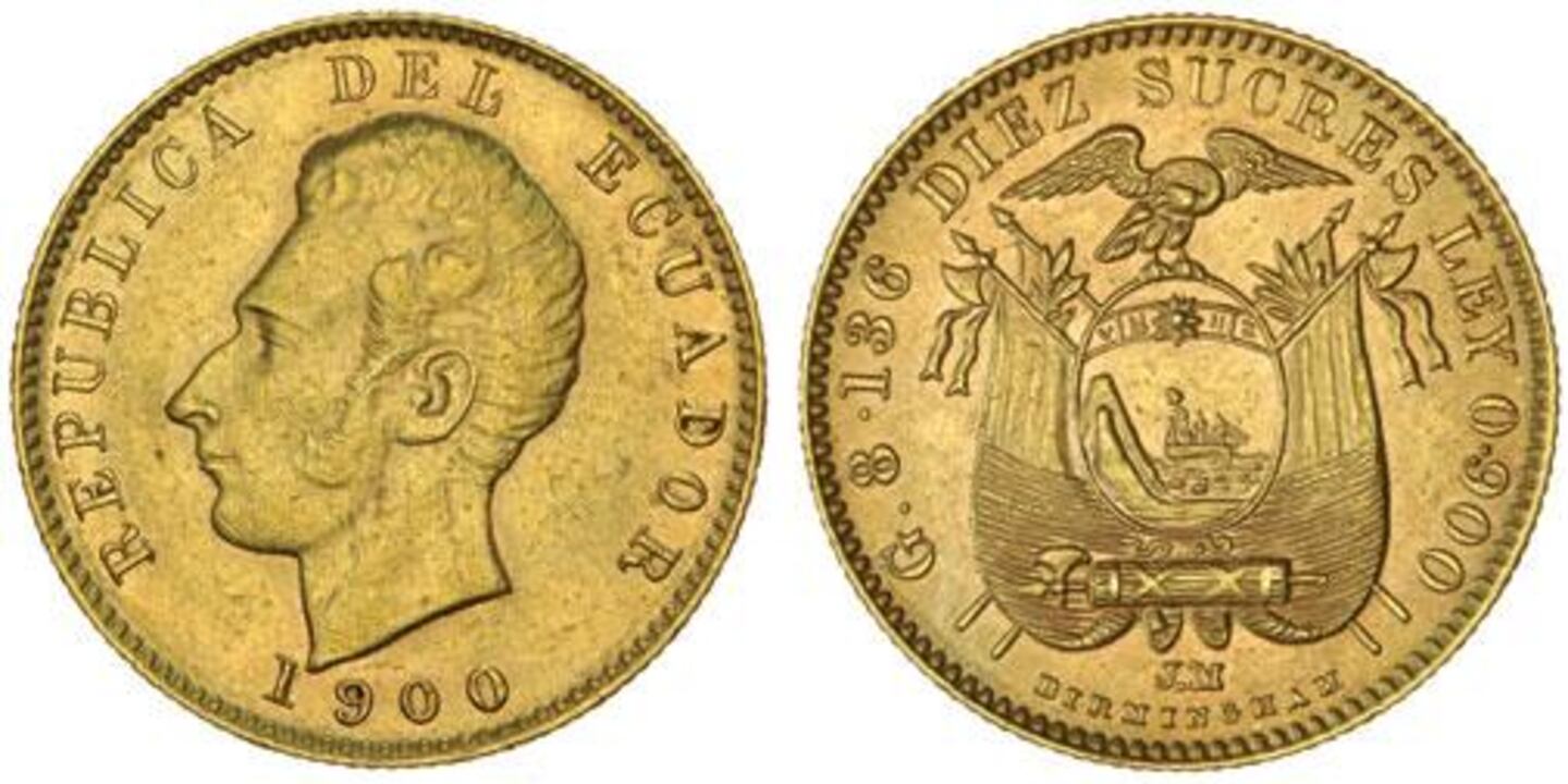 Hasta en $1000 se vende la moneda de oro de 10 sucres ecuatoriana de ...